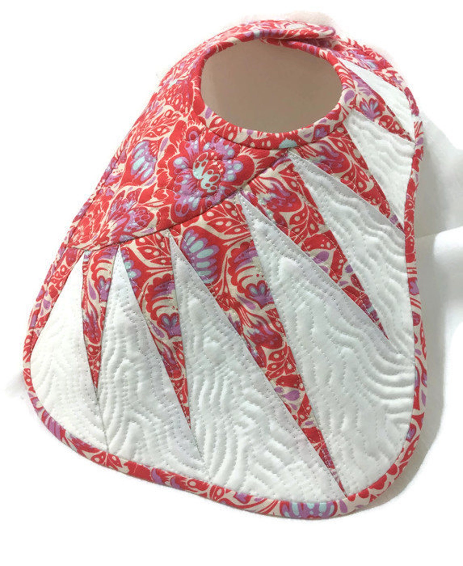 Quilted Baby Bib Tula Pink and White New York Beauty Quiltsy Handmade ...