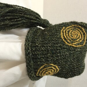 Child Knit Stocking Hat Small Rolled Brim Green with Tassel | Etsy