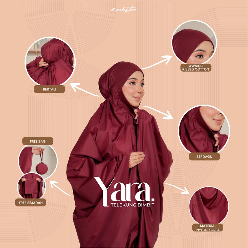Yara Portable Prayer Set With Chin Cover – Includes Bag + Telekung (top ...