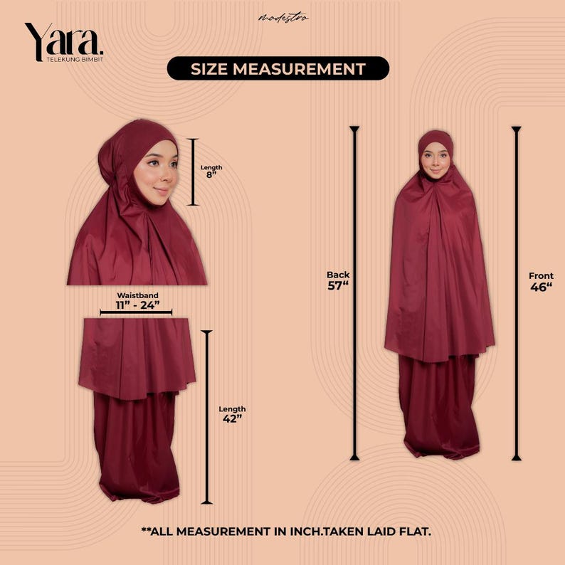 Yara Portable Prayer Set With Chin Cover – Includes Bag + Telekung (top ...