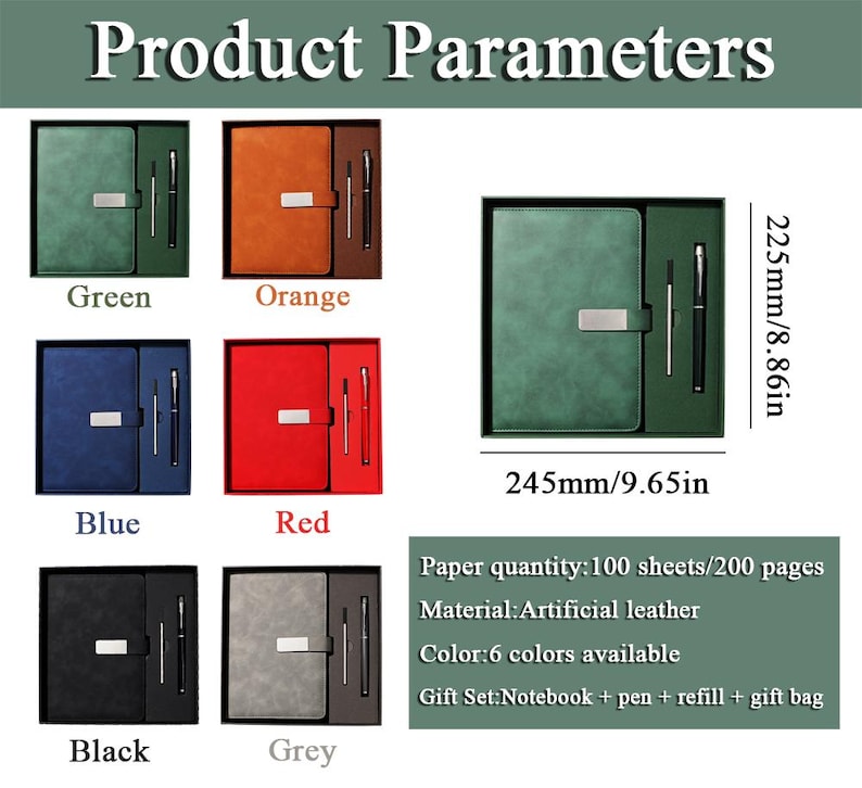 Personalised A5 Vegan Leather Notebook,custom Leather Journal Set ...