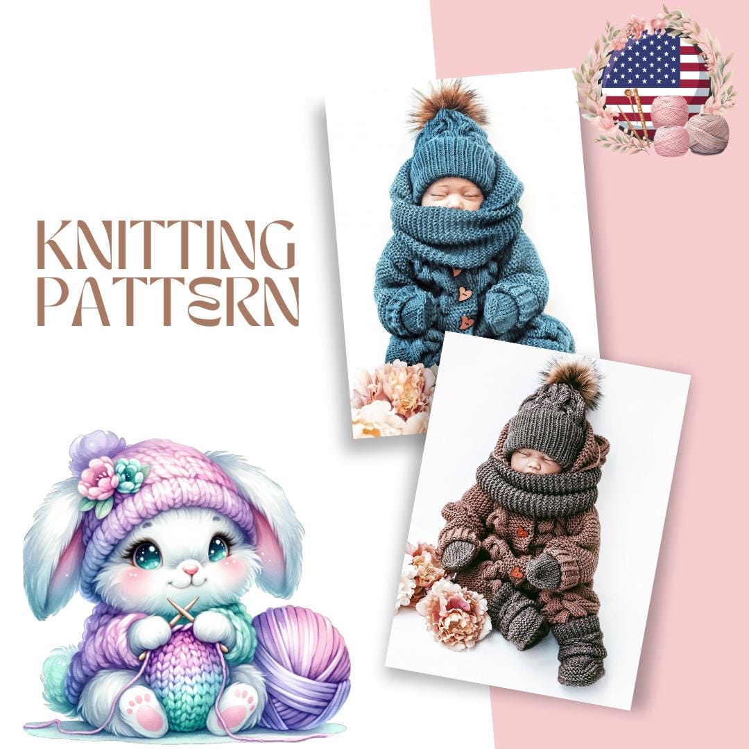 Baby Winter Knitting Pattern Bundle: Romper, Hat, Booties, Mittens ...