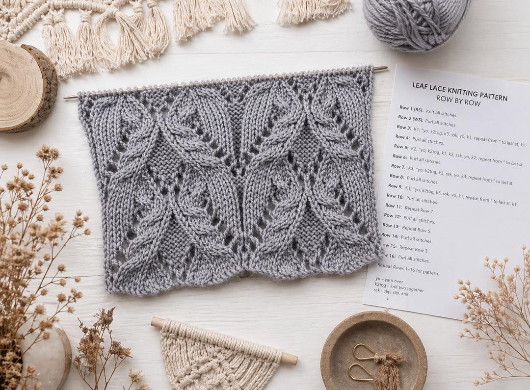 Lace Cable Knitting Pattern Stitch PDF Row by Row Instructions Knit ...