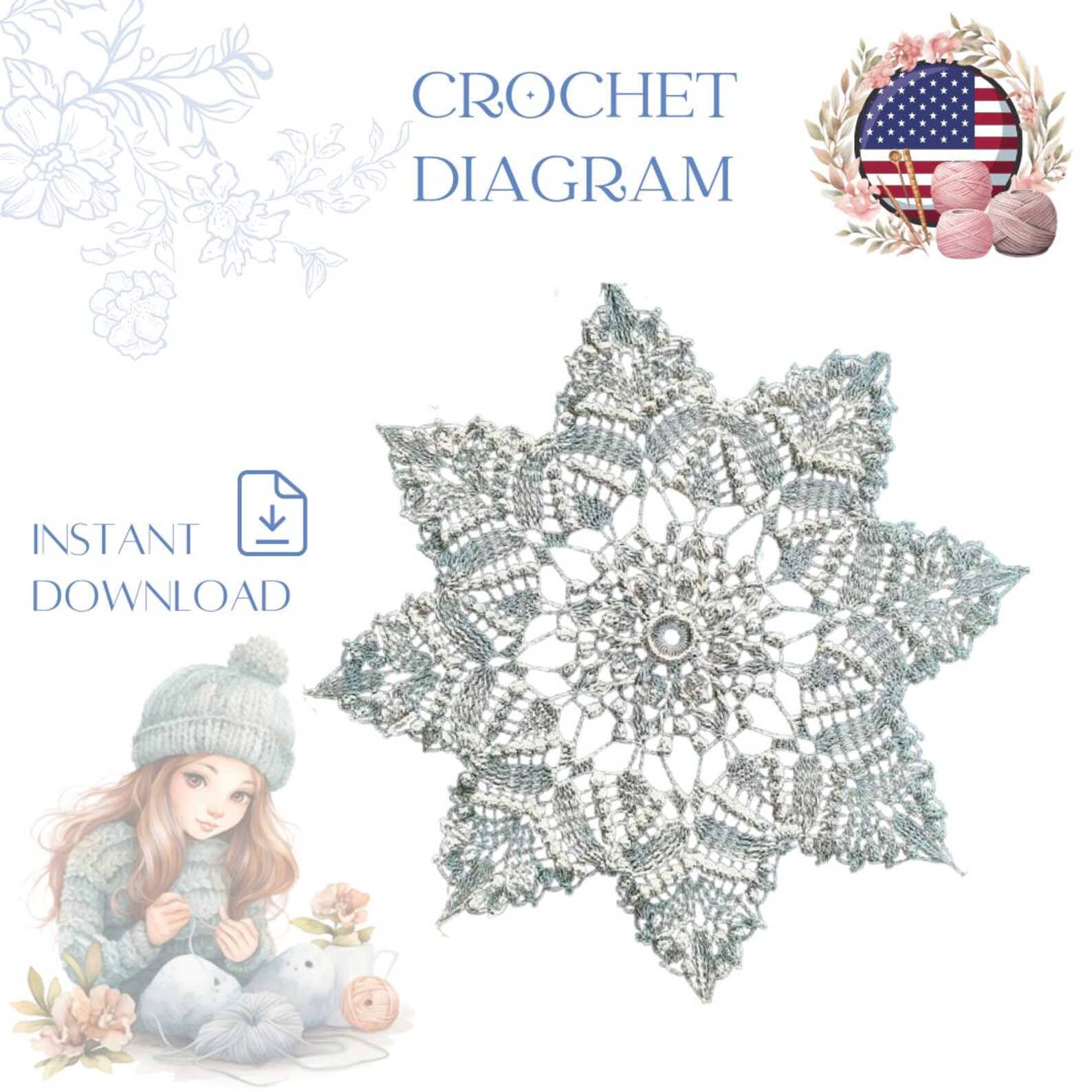 Crochet Doily Chart Pattern PDF – Lace Mandala Diagram for Advanced ...