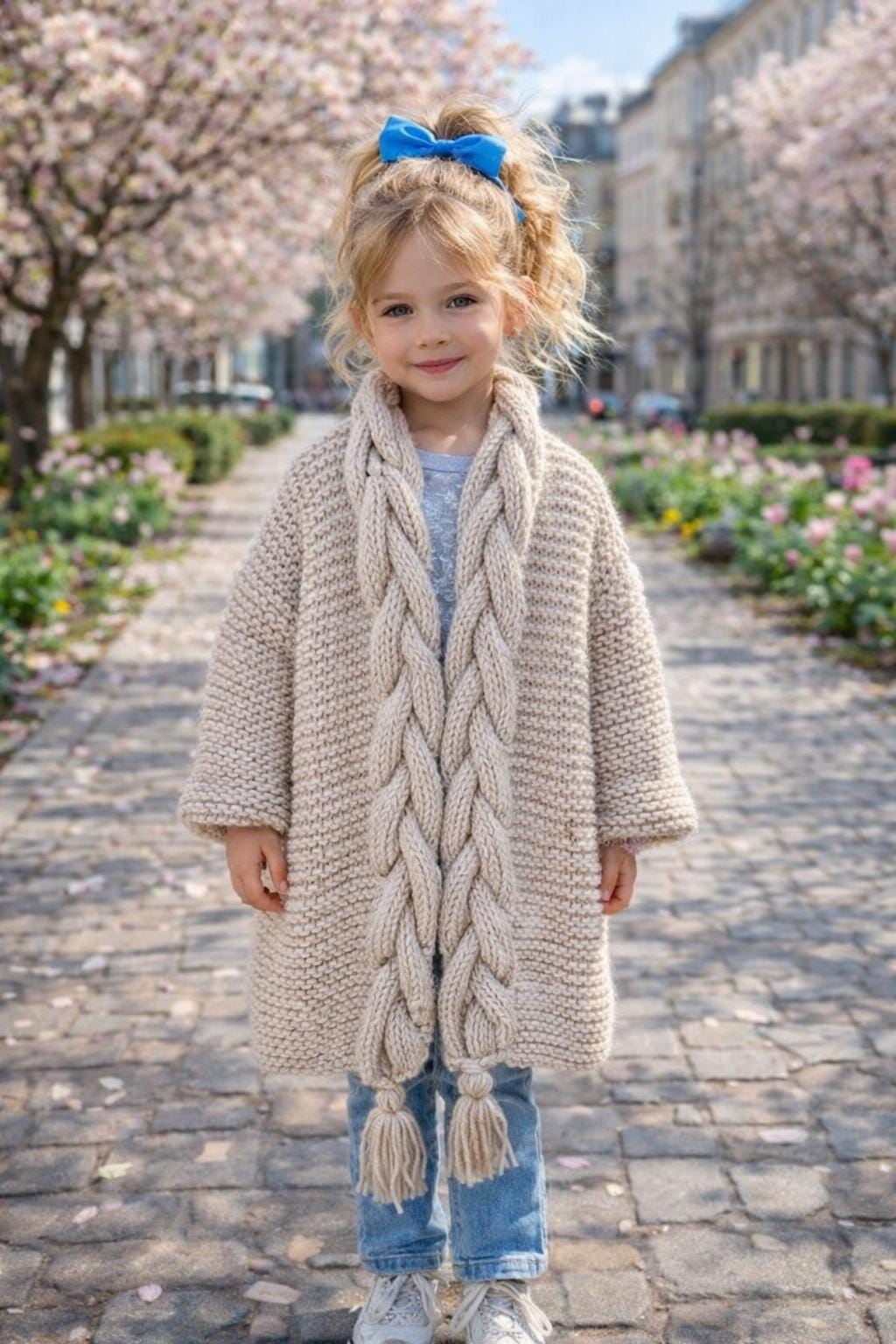 Garter Stitch Cardigan Pattern, Kids Knit Sweater With Tassels, Modèle ...