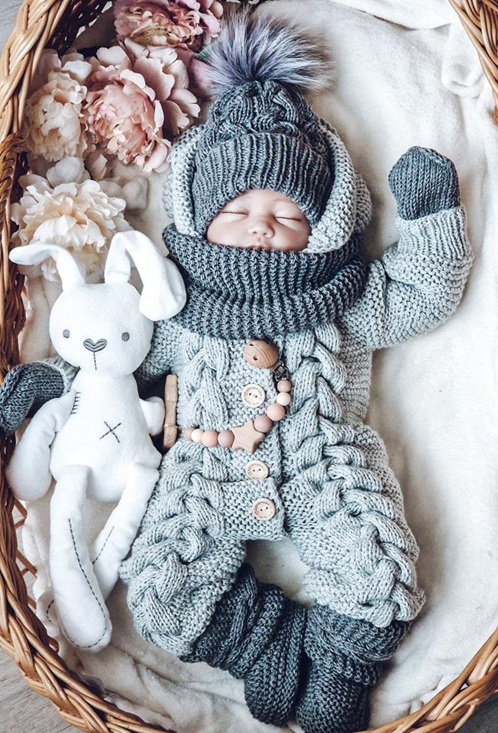 Baby Winter Knitting Pattern Bundle: Romper, Hat, Booties, Mittens ...