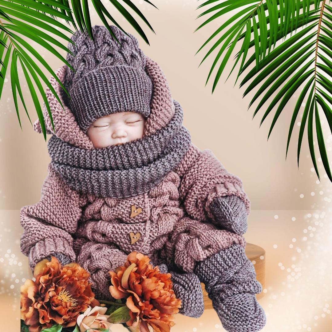 Baby Winter Knitting Pattern Bundle: Romper, Hat, Booties, Mittens ...