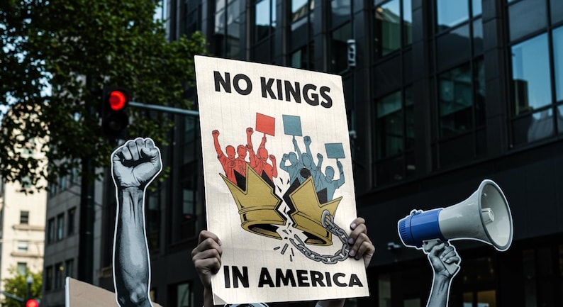 No Kings in America Protest Art Print: Anti-tyranny Poster (digital ...