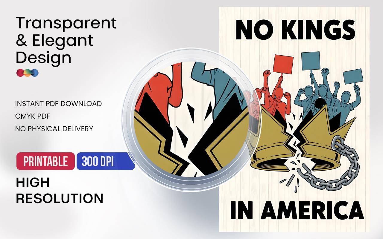 No Kings in America Protest Art Print: Anti-tyranny Poster (digital ...