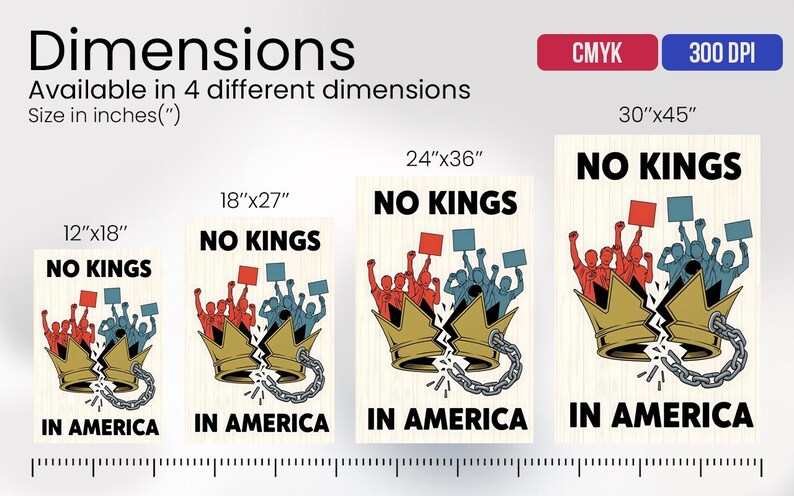 No Kings in America Protest Art Print: Anti-tyranny Poster (digital ...