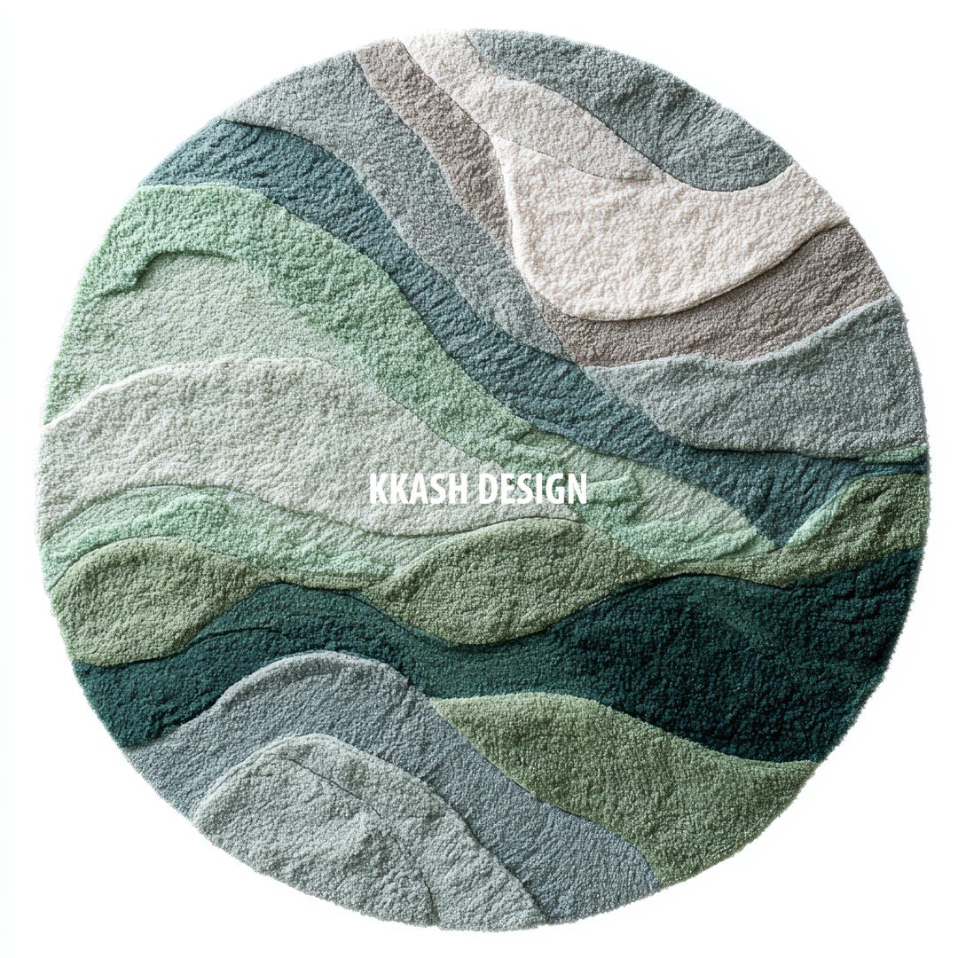 Handmade Round Diamond Pattern Rug, Geometric Green Area Rug, Boho ...