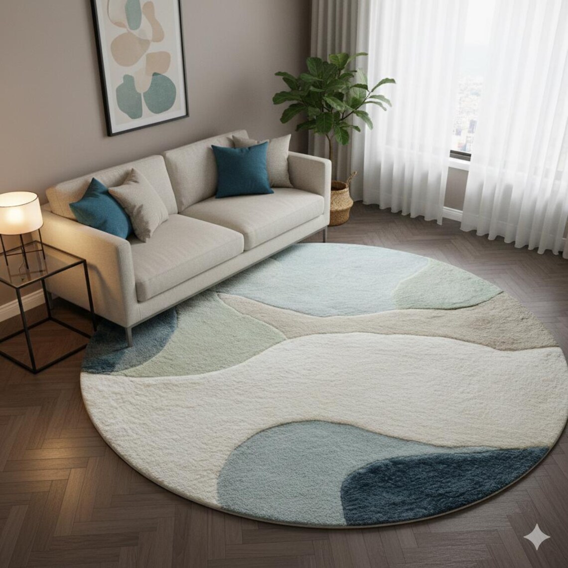 Abstract Round Area Rug, Soft Textured Plush Rug, Modern Home Decor - Etsy