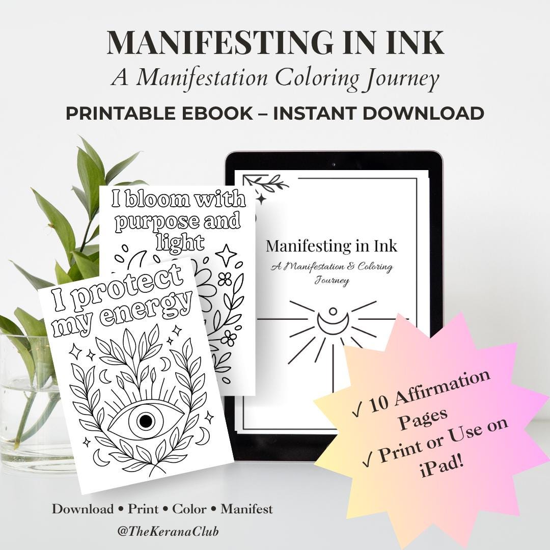 Manifesting in Ink – Printable Affirmation Coloring Pages for Adults ...