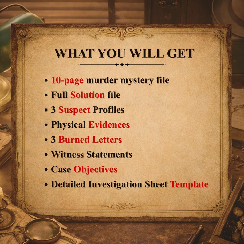 Mini Murder Mystery Printable Game | Detective Investigation Case File ...