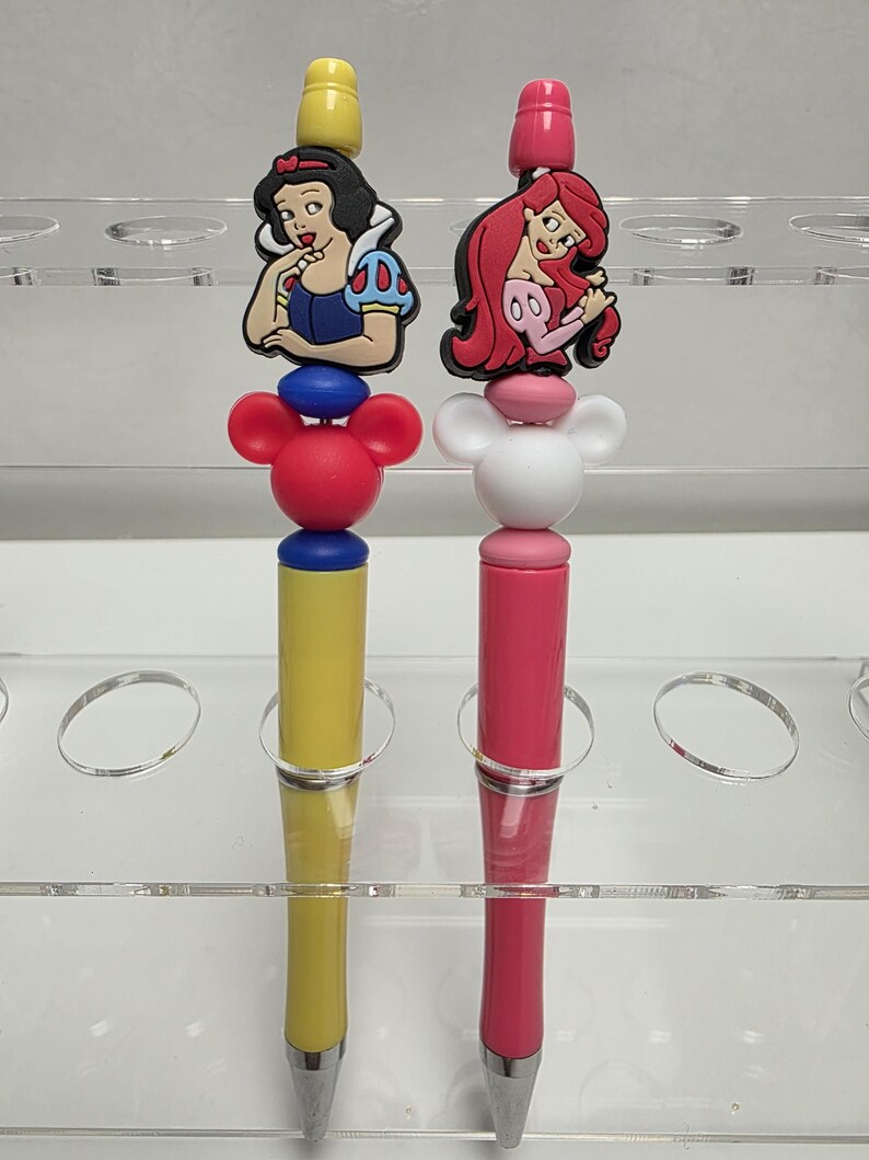 Princess Character Silicone Beaded Pens | Handmade Disney Writing ...