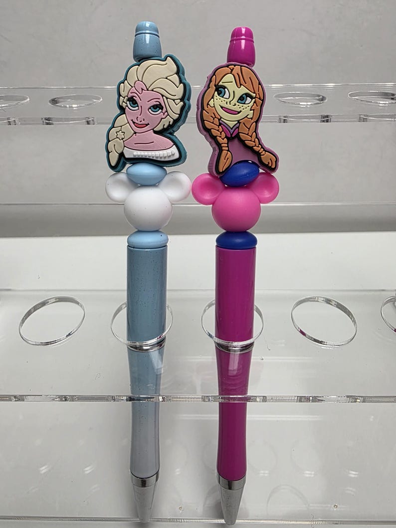 Princess Character Silicone Beaded Pens | Handmade Disney Writing ...