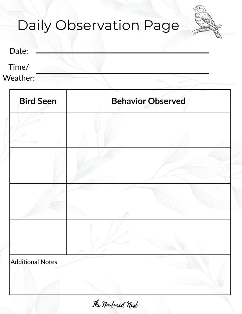 Printable Bird Watching Journal | Backyard Nature Tracker | Bird ...