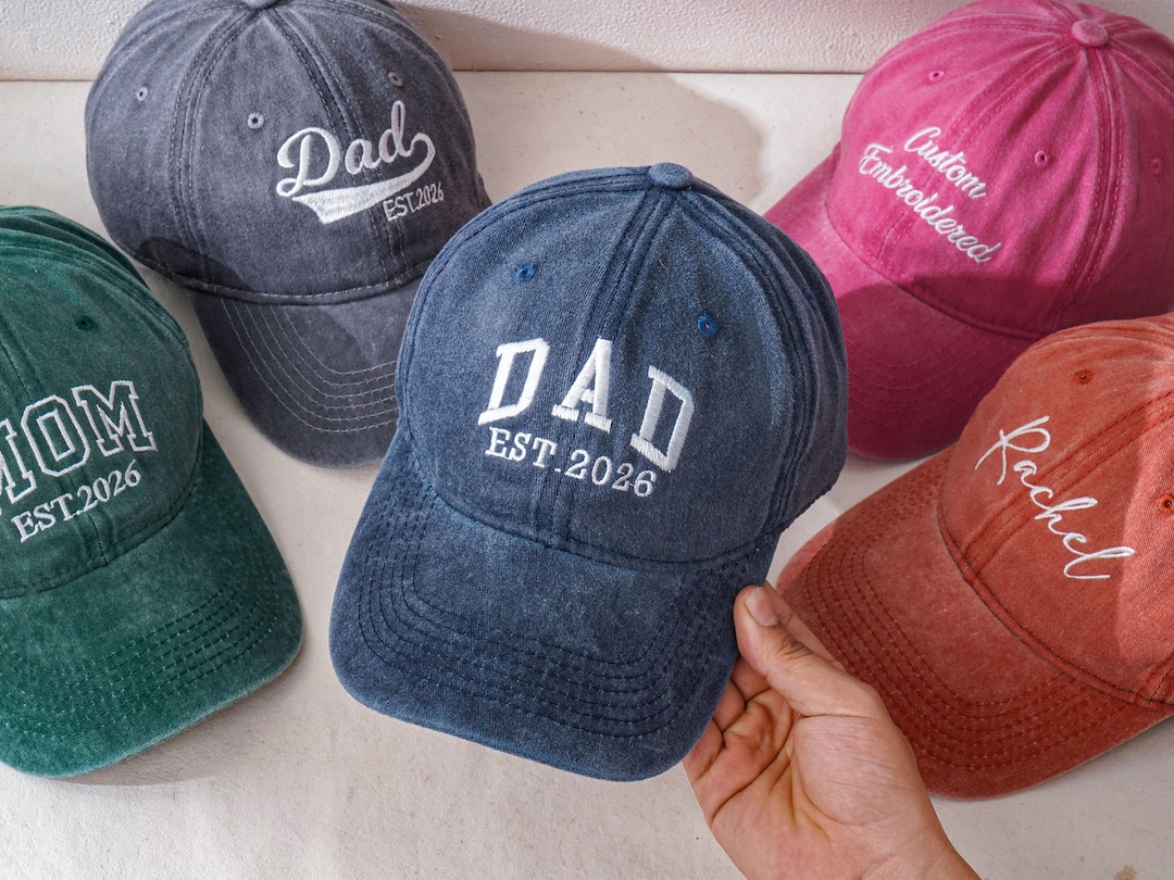 Embroidered Text Hat, Dad Hat, Custom Logo Cap, Retro Baseball Hat ...