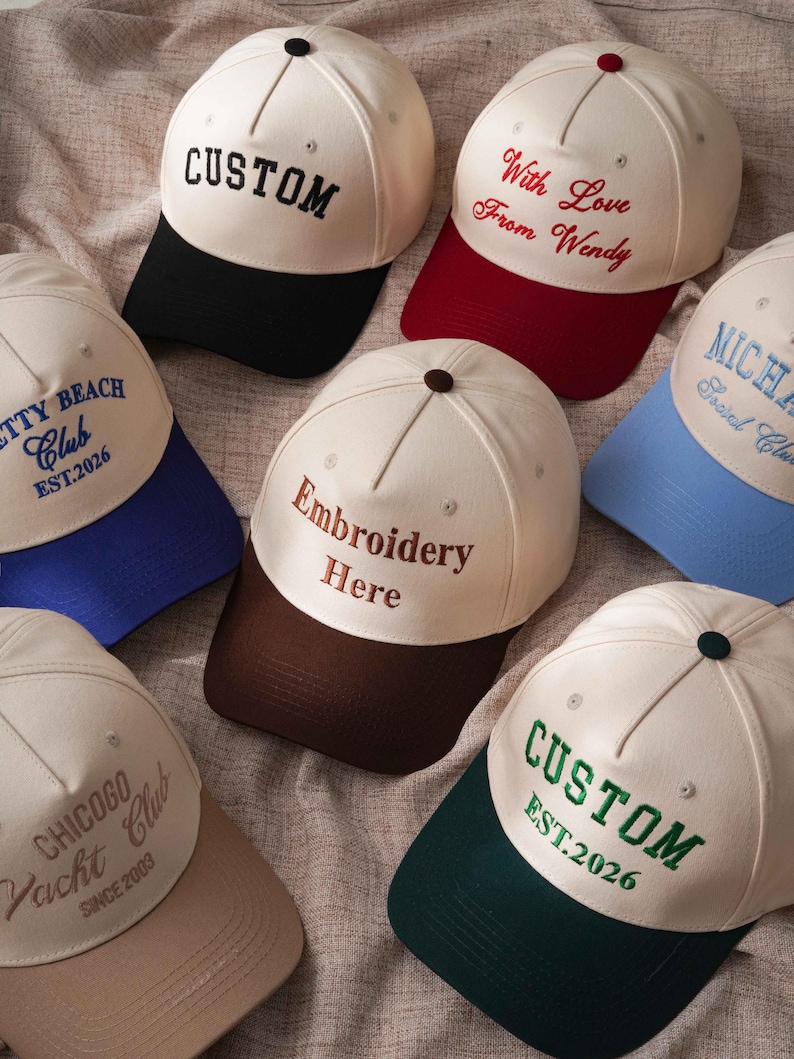Embroidered Trucker Hat, Custom Text and Logo Hat, Vintage Baseball Cap ...
