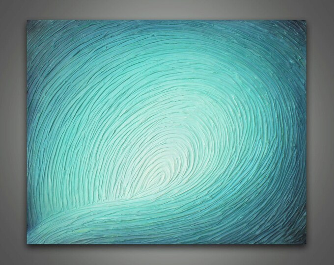 Acrylic Painting Abstract Aqua Wave 24 X 30 - Etsy