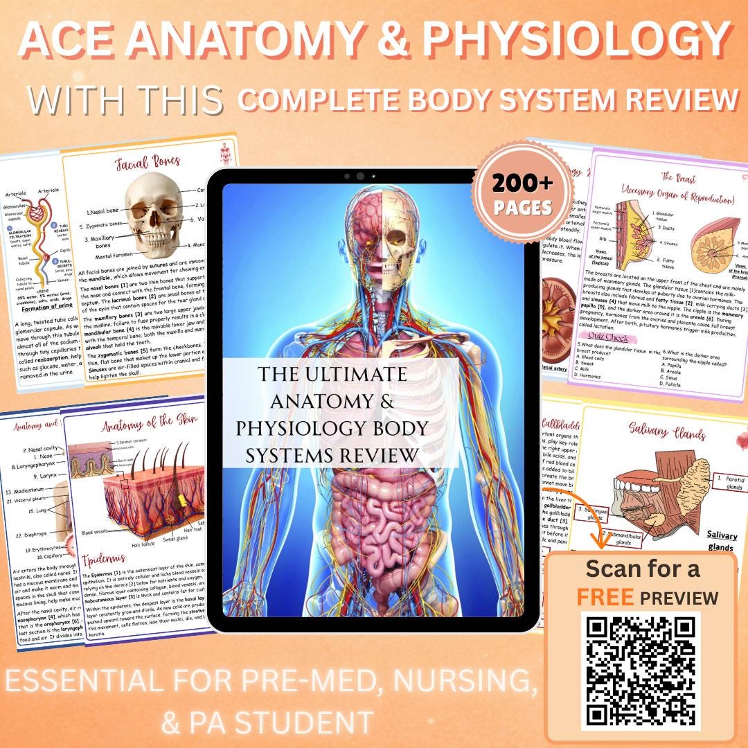 Anatomy & Physiology Study Guide PDF | 200+ Page Body Systems Review ...
