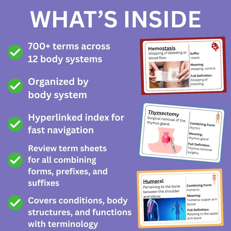 Medical Terminology Flashcards: 700+ Prefixes, Suffixes, and Combining ...