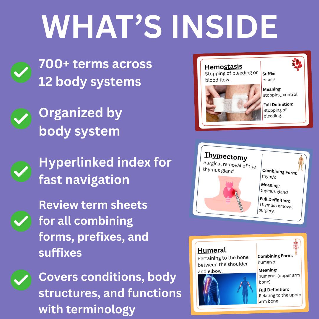 Medical Terminology Flashcards: 700+ Prefixes, Suffixes, and Combining ...
