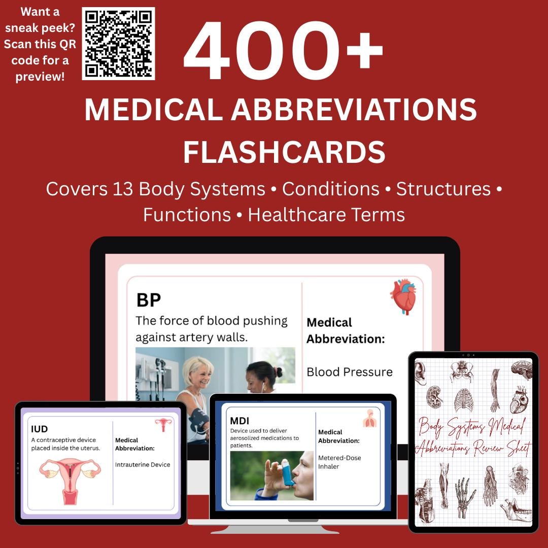 Medical Abbreviations Flashcards: 400+ Terms, Body Systems ...