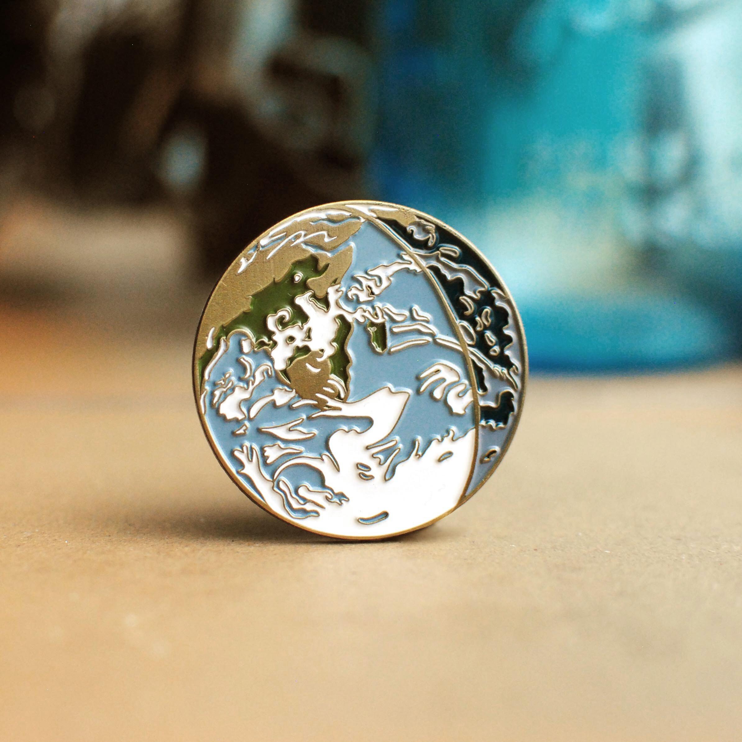 Earth 1.5 Brass Soft Enamel Pin - Etsy