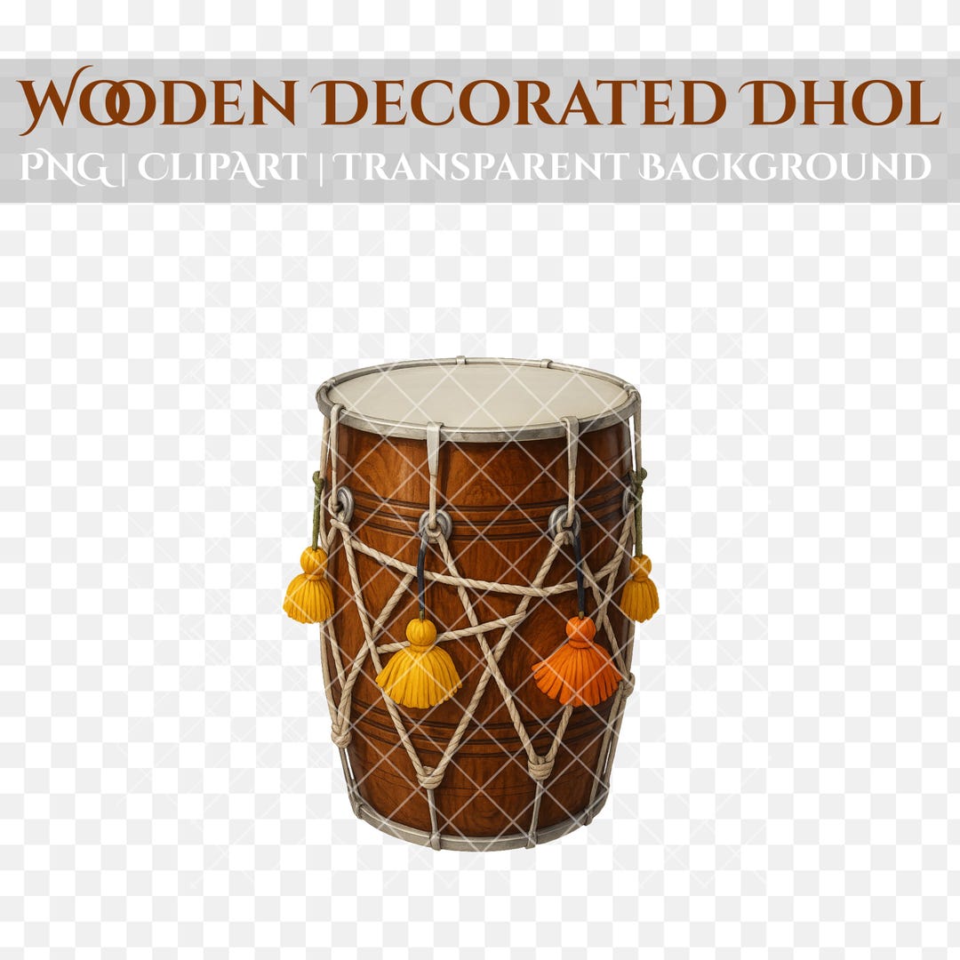 Decorated Dhol PNG Clipart: Indian Wedding Drum, Transparent Background ...