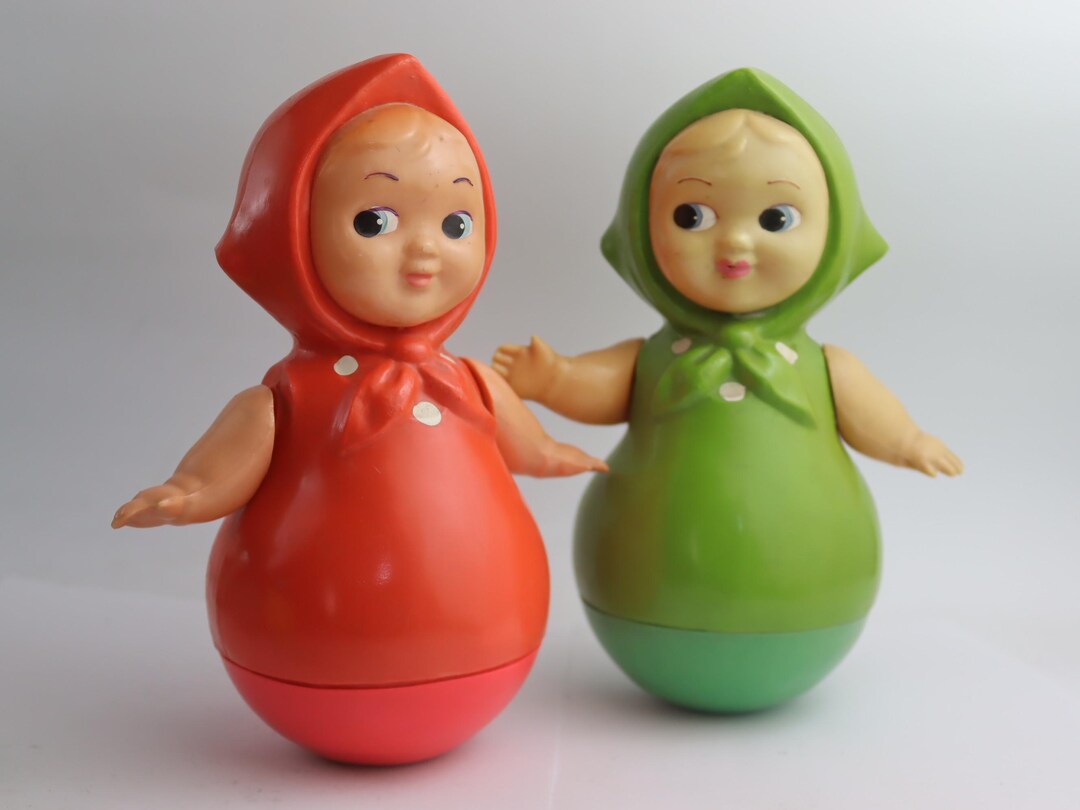 Vintage Soviet Celluloid Roly Poly Dolls 1950s-60s, Retro Nevalyashka ...