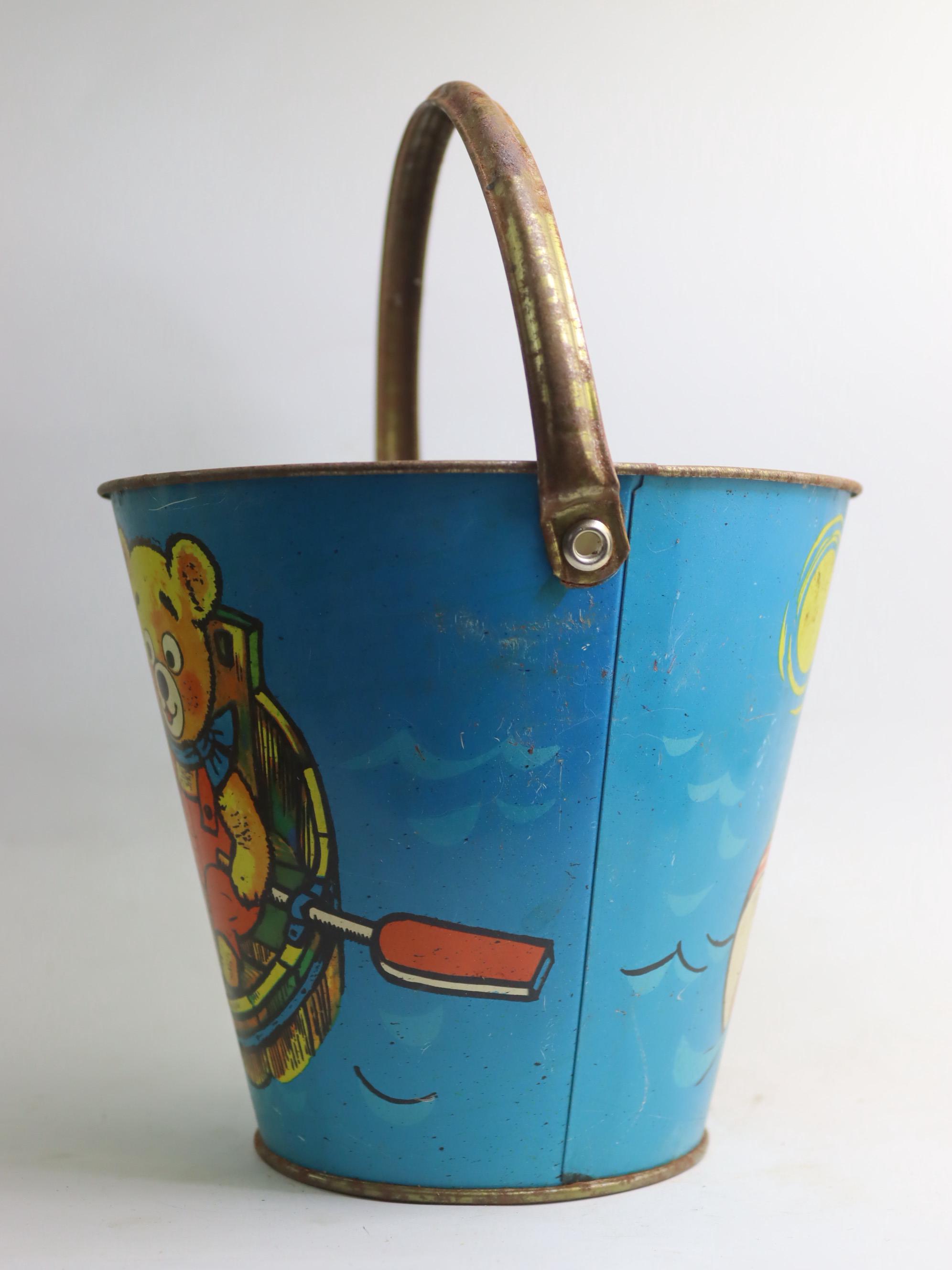 Vintage Soviet Tin Toy Bucket - USSR 1970s Metal Sand Pail - Retro ...