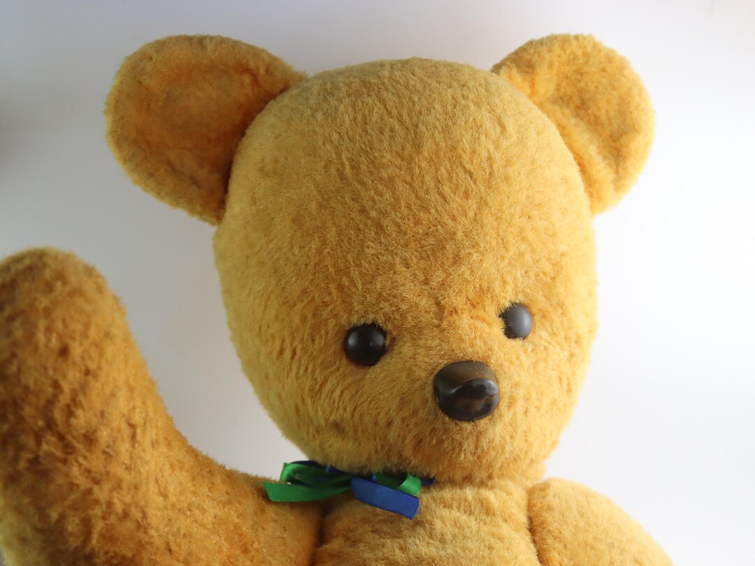 Large Soviet Teddy Bear 65cm - Wood Wool Stuffed USSR Toy - Vintage ...
