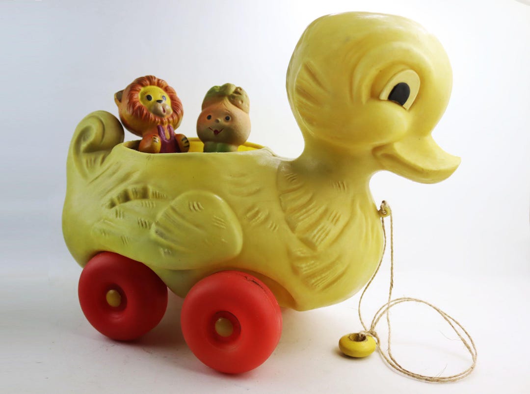 Vintage Duck Pull Toy With USSR Quality Sign— Large 1970s Plastic Ride ...