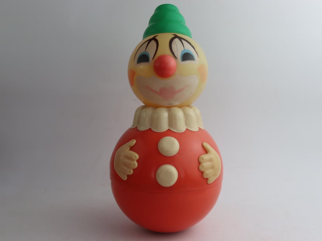 Vintage USSR Roly Poly Clown Toy – 1960s Celluloid Jingle Doll – Soviet ...