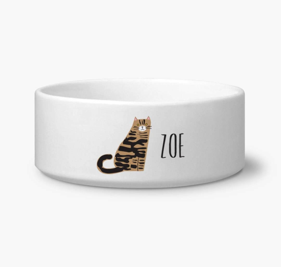 Personalized Marble Sheeted Bengal Cat Water and Food Bowl With Custom ...