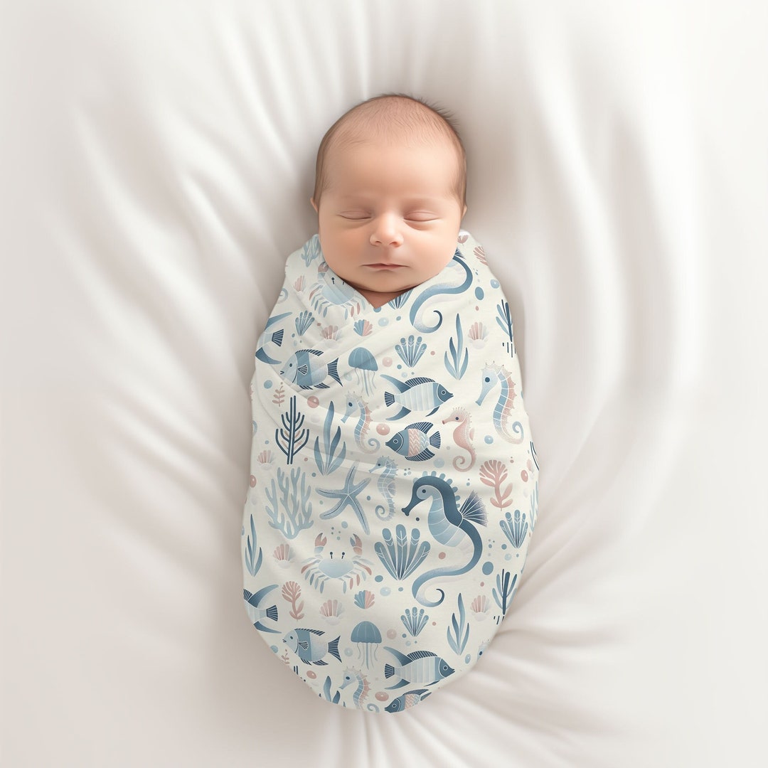 Ocean Animals Baby Swaddle Blanket, Perfect for Newborns, Gender ...