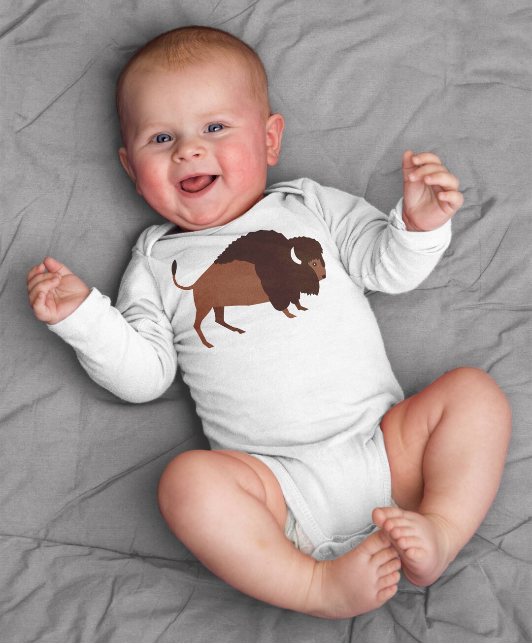 Buffalo Baby Romper, Western Shower Gift, Bison Clothes for Boy or Girl ...