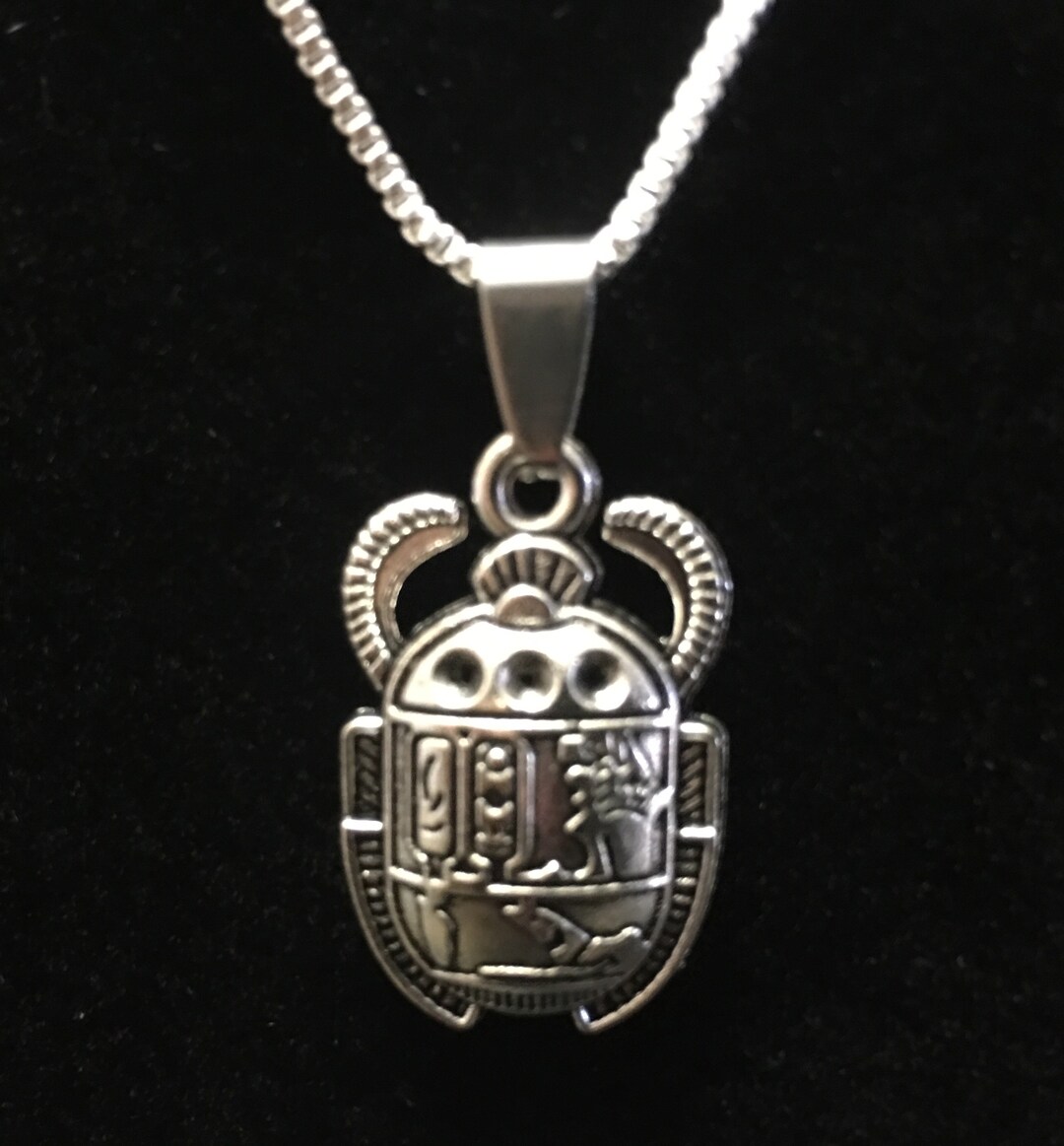 Ancient Egyptian Silver Scarab African Beetle Charm Pendant Jewelry ...