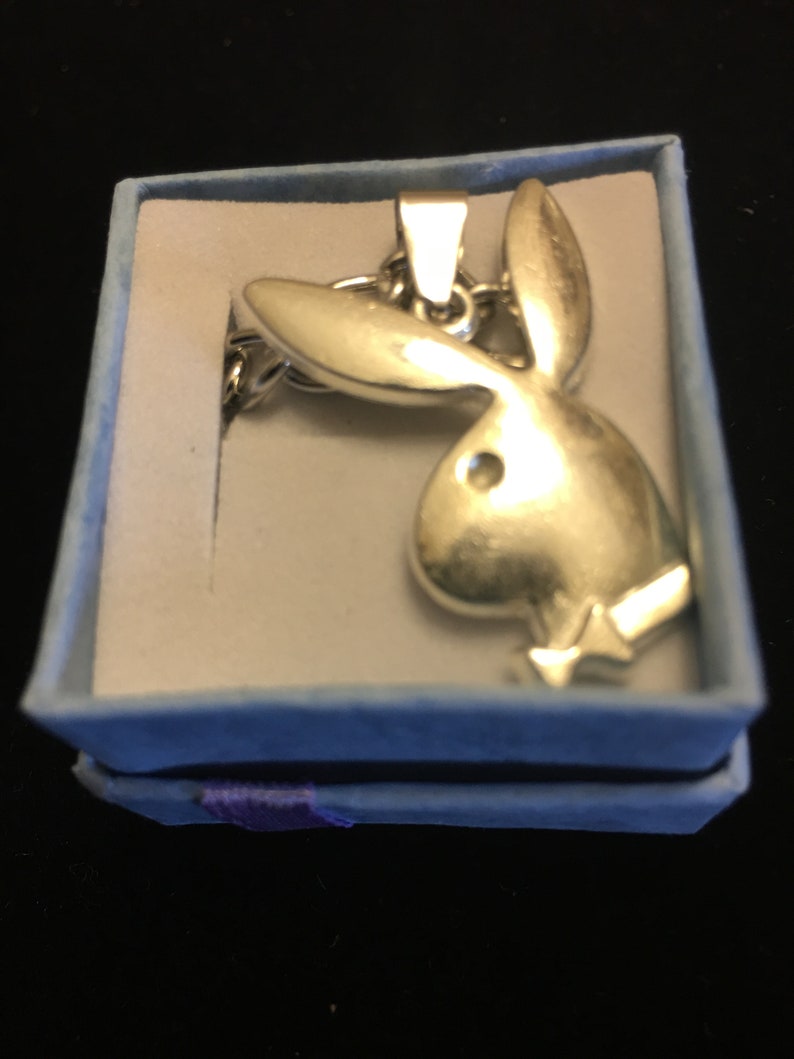 Retro Vintage Silver Alloy Playboy Style Bunny Rabbit Pendant Charm ...