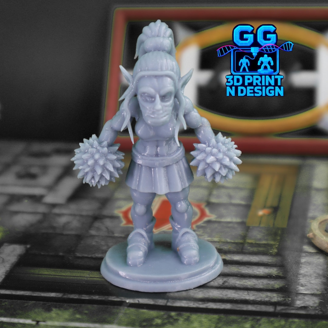 Blood Bowl Orc Cheerleader Figurine - Team Pennant and Pitch Decor - 3D ...
