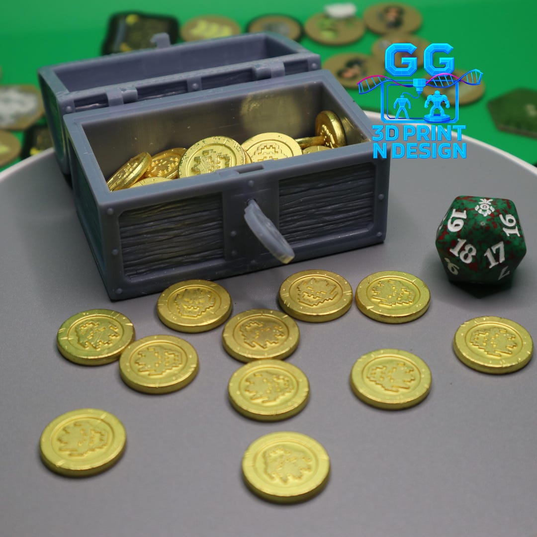 Lockable Dice Treasure Chest - Role Playing Game Dice Storage Box - 3D ...