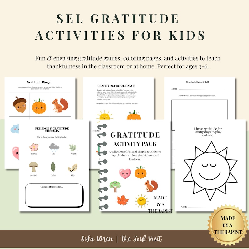 Gratitude Activity Pack for Kids: Thankful Games & SEL Activities (PDF ...