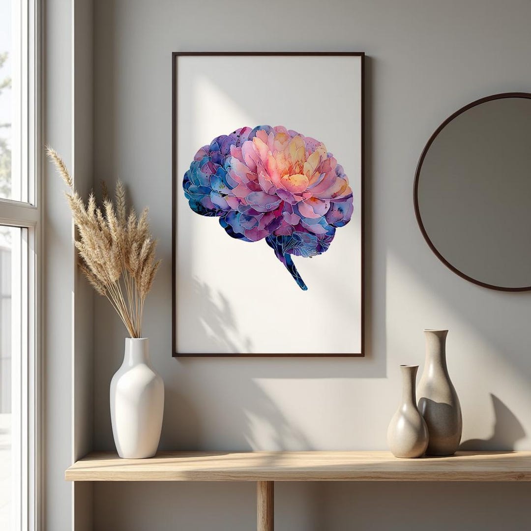 Brain Abstract Art | Human Brain Line Art Print | Psychology Art Print ...