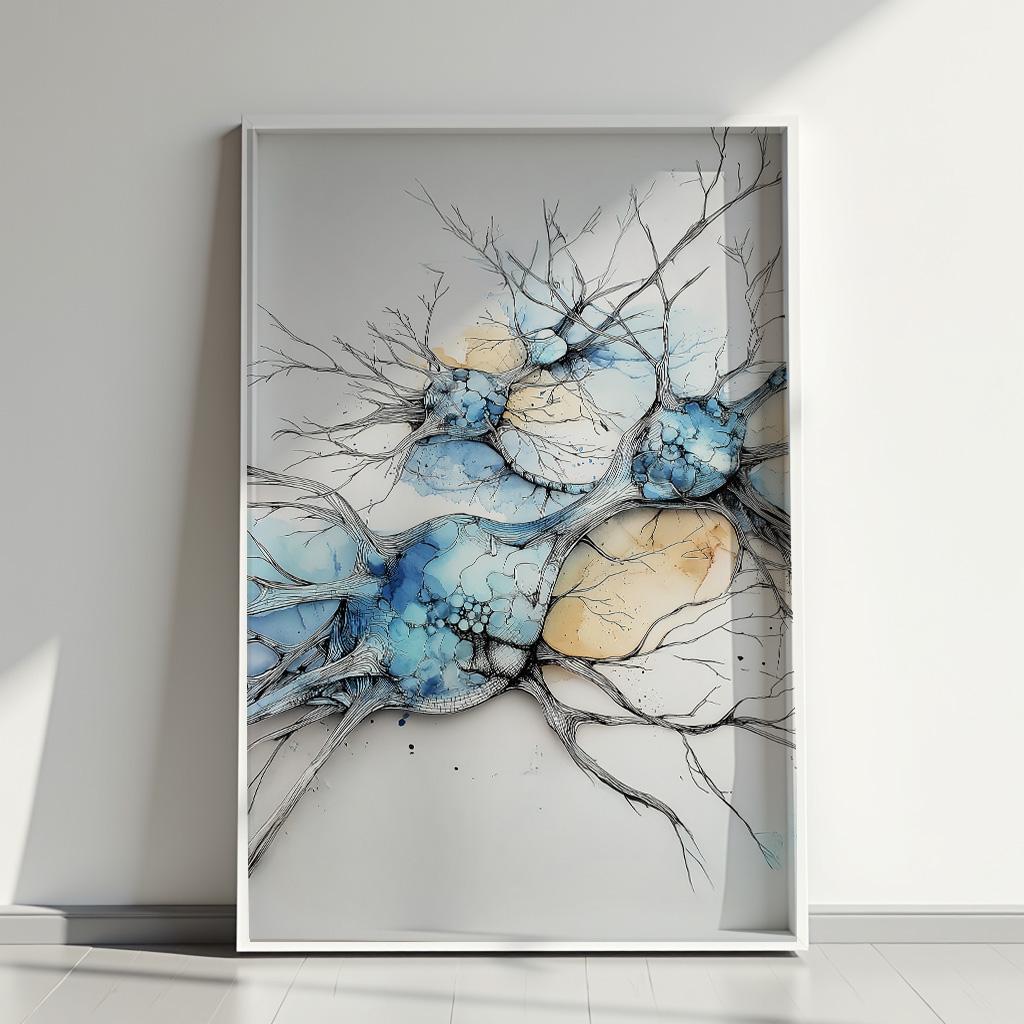 Psychology & Neurons Art Set of 3, Brain Wall Art, Abstract Medical ...