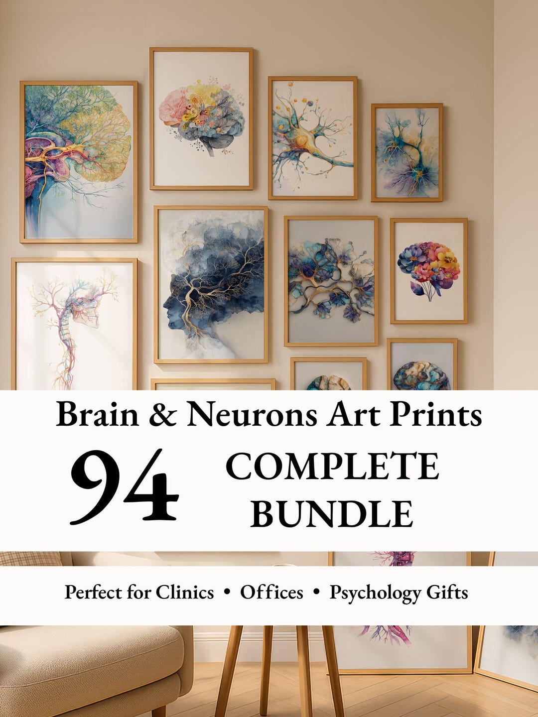 Brain & Neurons Art Bundle, 94 Medical and Psychology Wall Art Prints ...