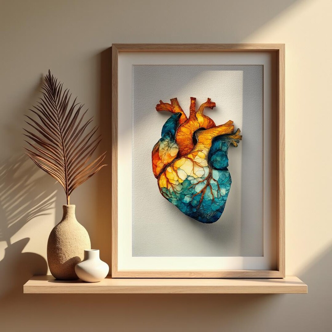 Anatomical Heart Art, Watercolor Heart Art, Heart Printable, Cardiology ...