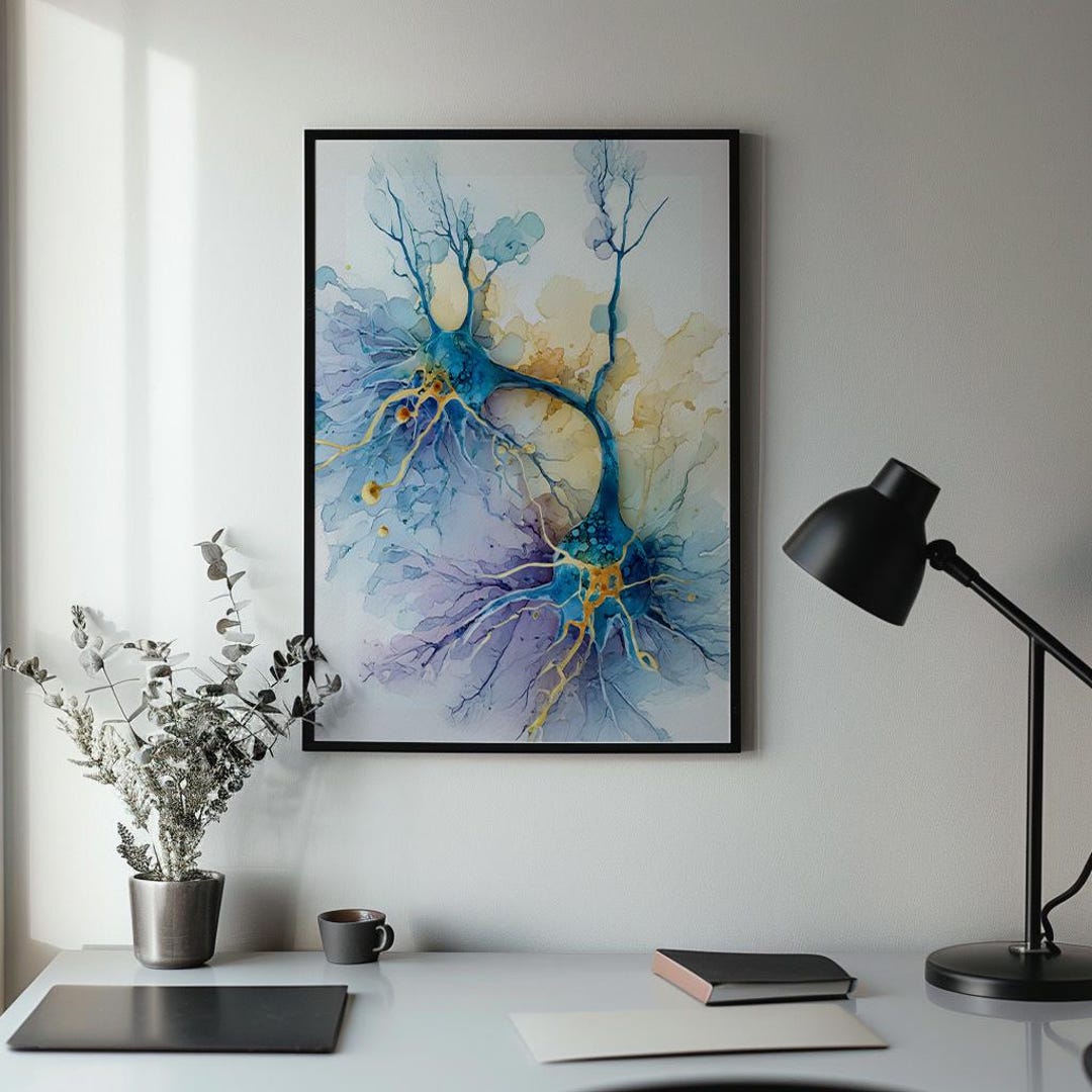 Doctor Office Decor, Neurology Art Print, Abstract Synapse Wall Art ...