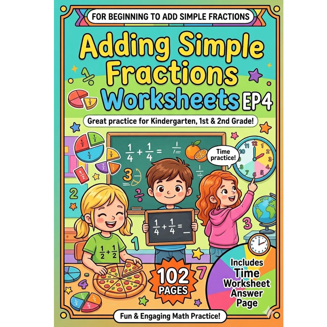 EP4, Adding Simple Fractions Worksheets, 1st-2nd Grade, Printable PDF ...
