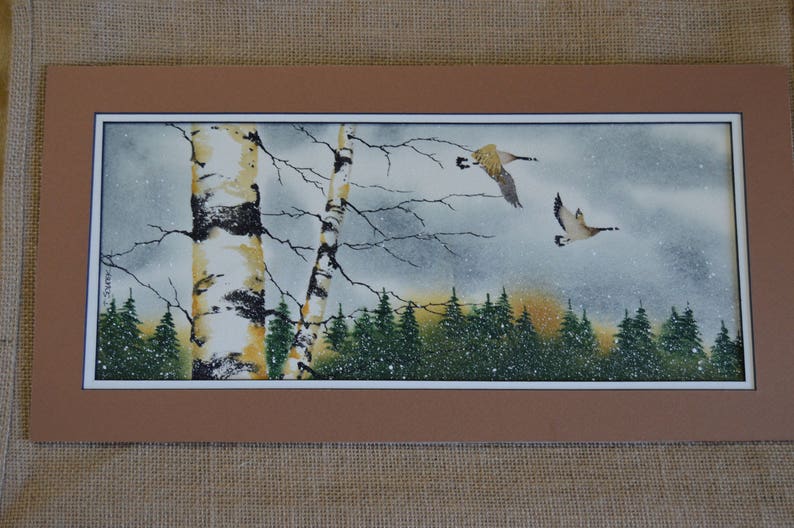 Mated for Life Canadian Geese Watercolor Painting in Autumn - Etsy